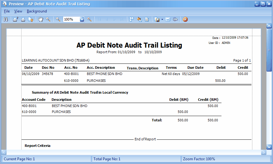 A P Debit Note Entry A P Debit Note Entry
