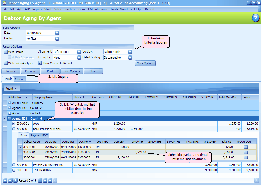 Debtor Aging By Agent Report