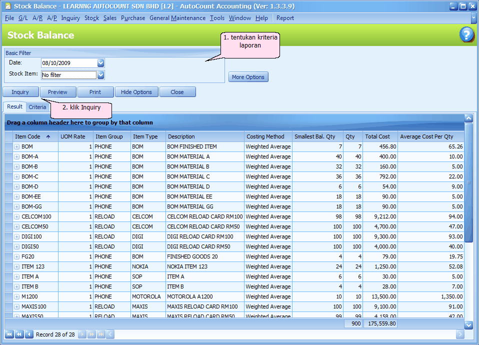 Stock Balance Report