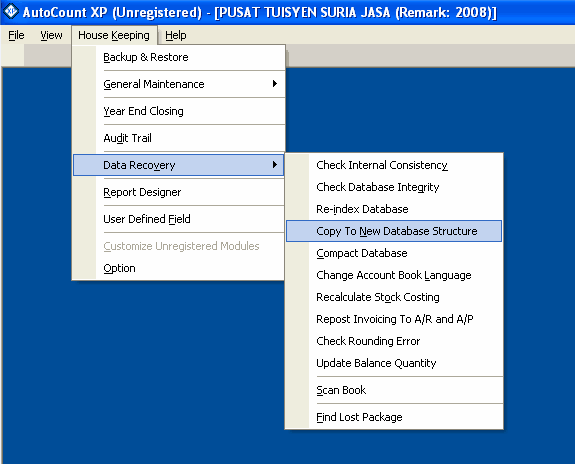 Memperbarui dari AutoCount XP / Premier 3.5