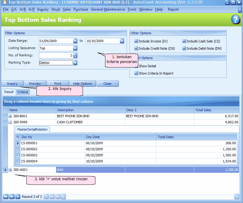 Top/Bottom Sales Ranking Report